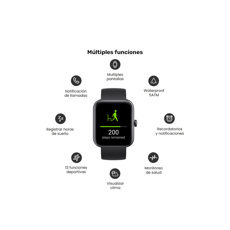 Reloj Smartwatch Lhotse Live 206 42mm Black