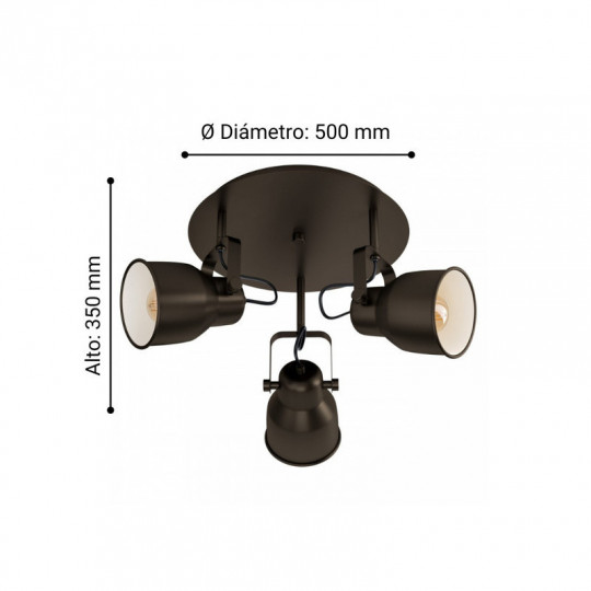 MITCHLEY FOCO ACERO H350 DM500 E27 3X40W IP20